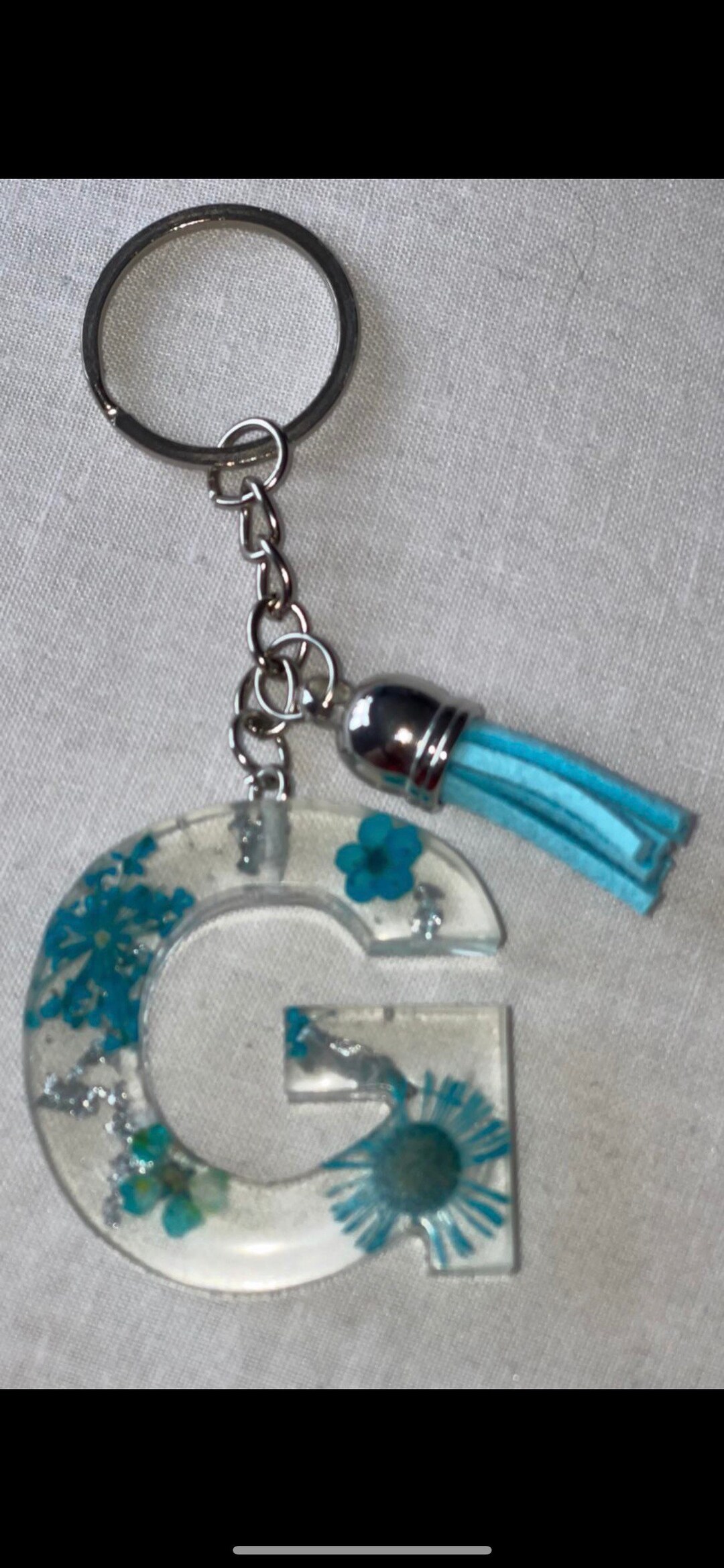 Personalised Bespoke Resin Alphabet / Letter Key Rings With Fabric ...