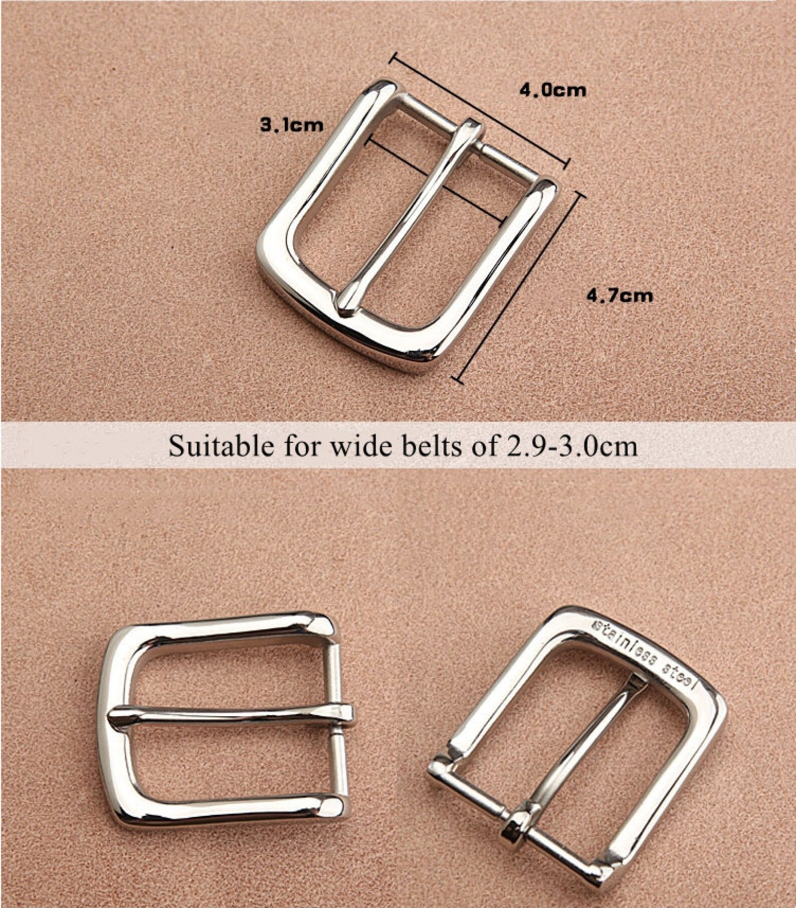 Solid Buckle Stainless Steel Single Prong Square Belt Buckle - Etsy