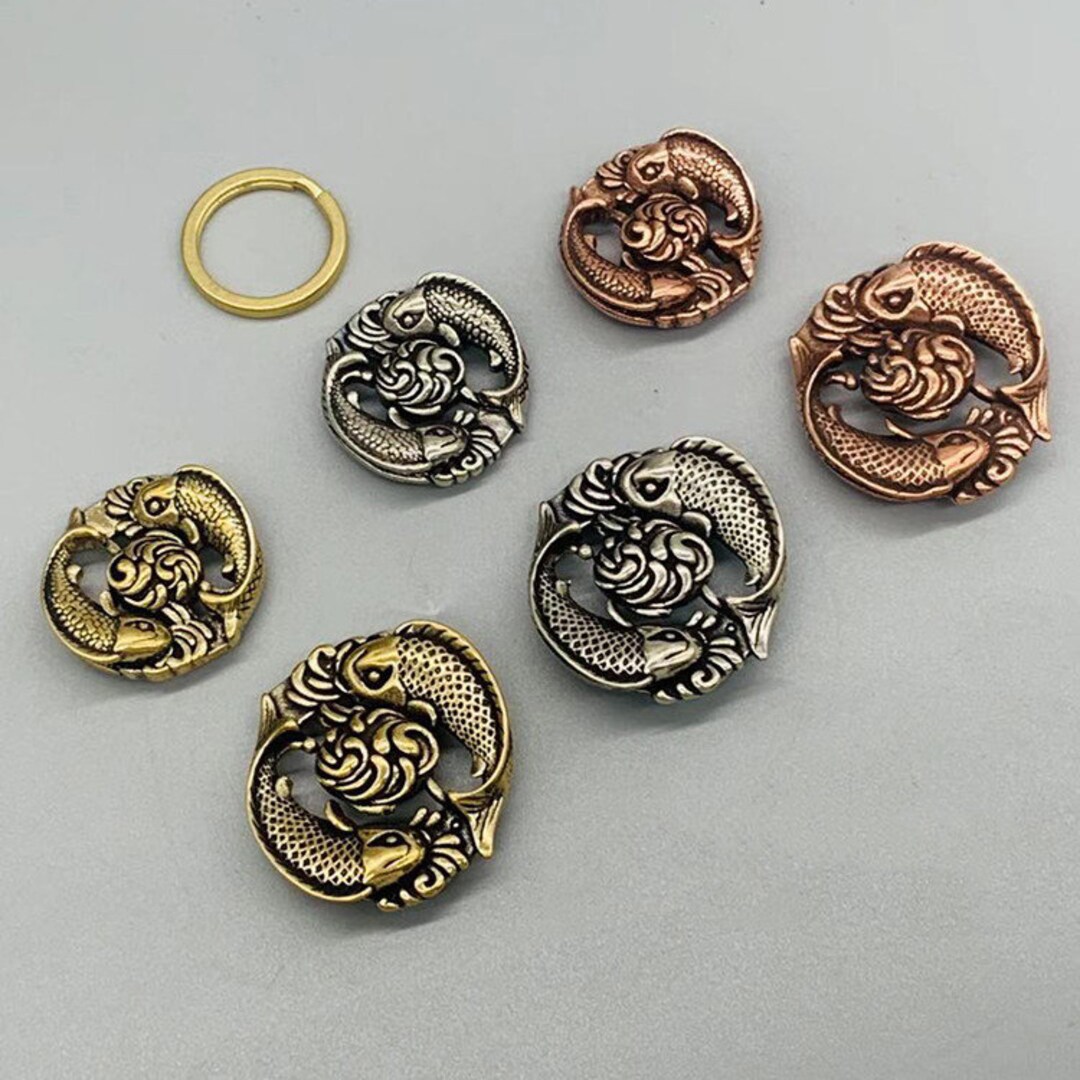 Brass Conchos Screw Back Vintage Twin Carps Pattern Round Shape ...