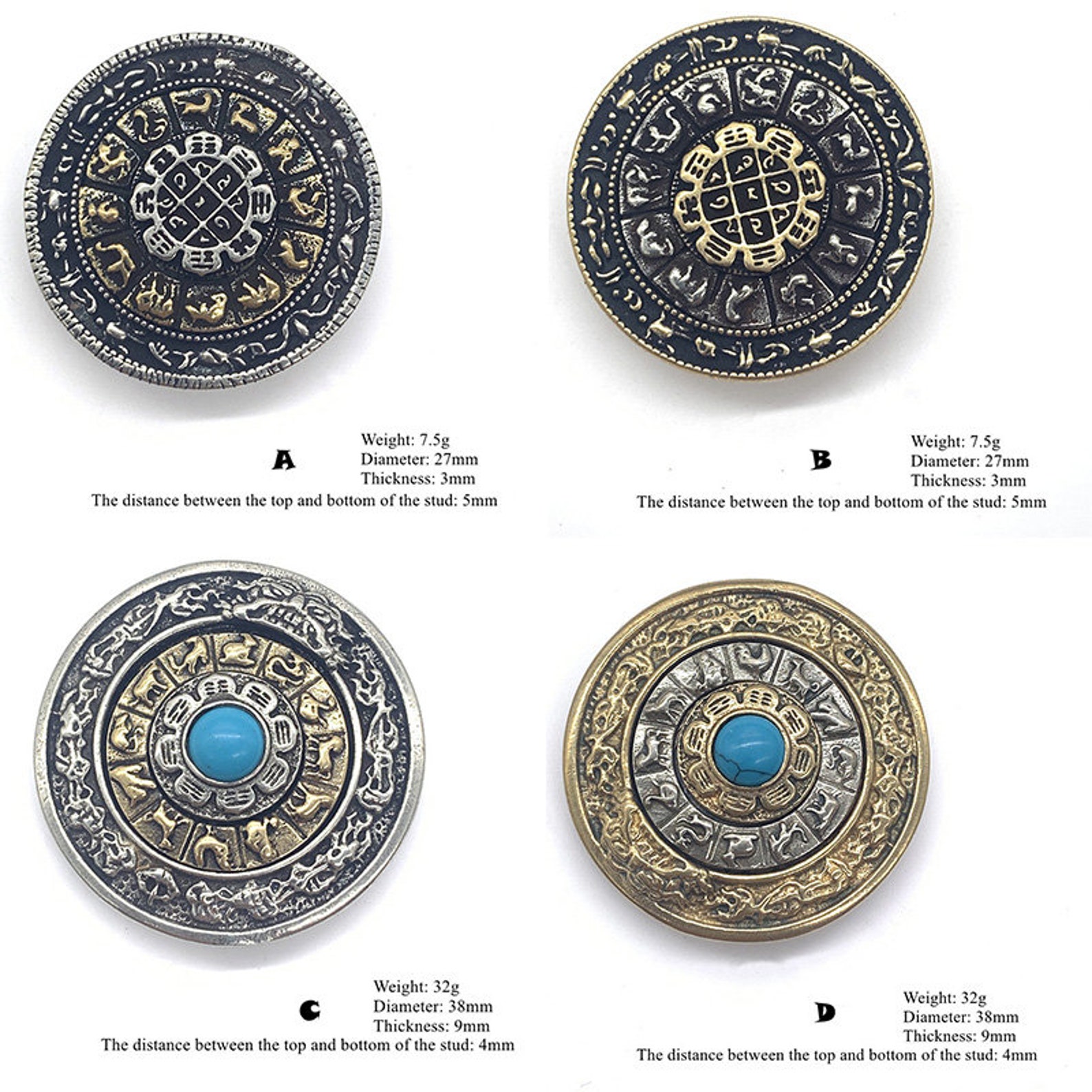 Brass Conchos Screw Back Leather Crafting Concho Jiugong | Etsy