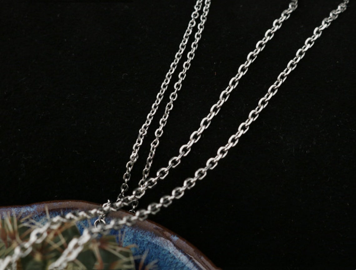 Jewelry Titanium Stainless Steel Chain Silver Necklace Mens | Etsy