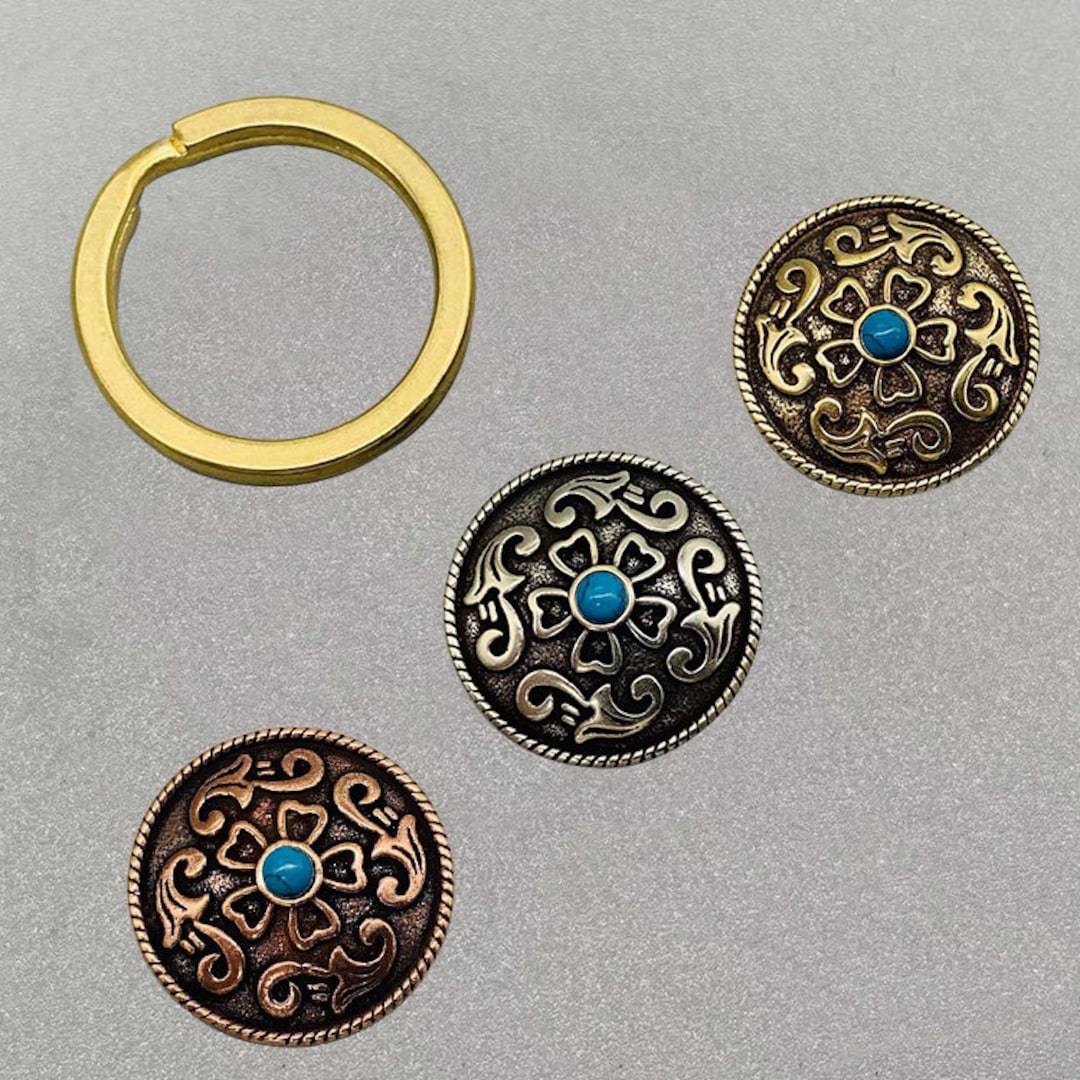 Brass Conchos Screw Back Vintage Navajo Flower Buttons Leather Crafting ...