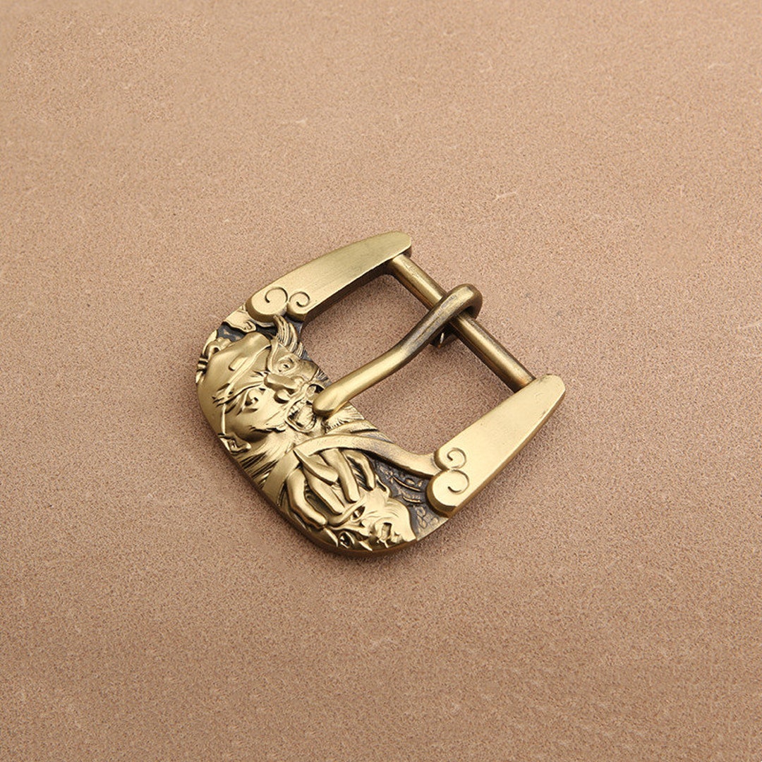 Brass Roller Pin Buckle Solid Brass Zhong Kui Face Belt Buckle Single ...