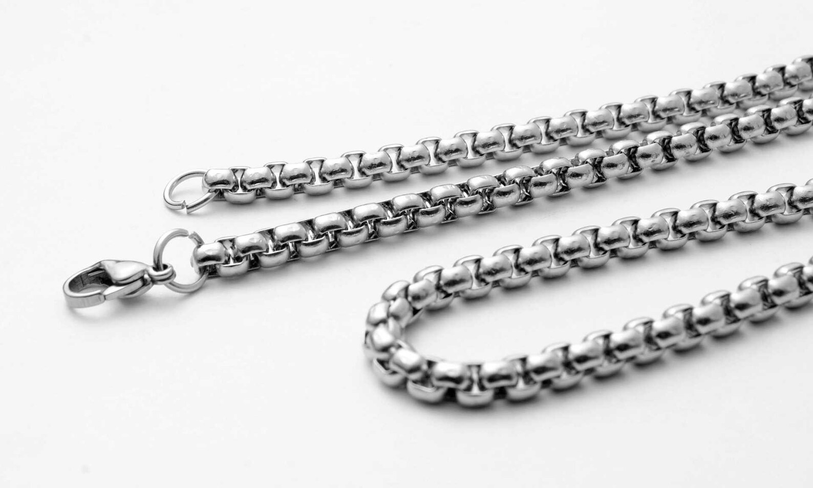 Titanium Stainless Steel Chain Silver Necklace Mens Womens Punk Chain ...