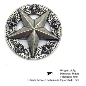 Brass Star Conchos Screw Back Vintage Decorative Concho Leather ...