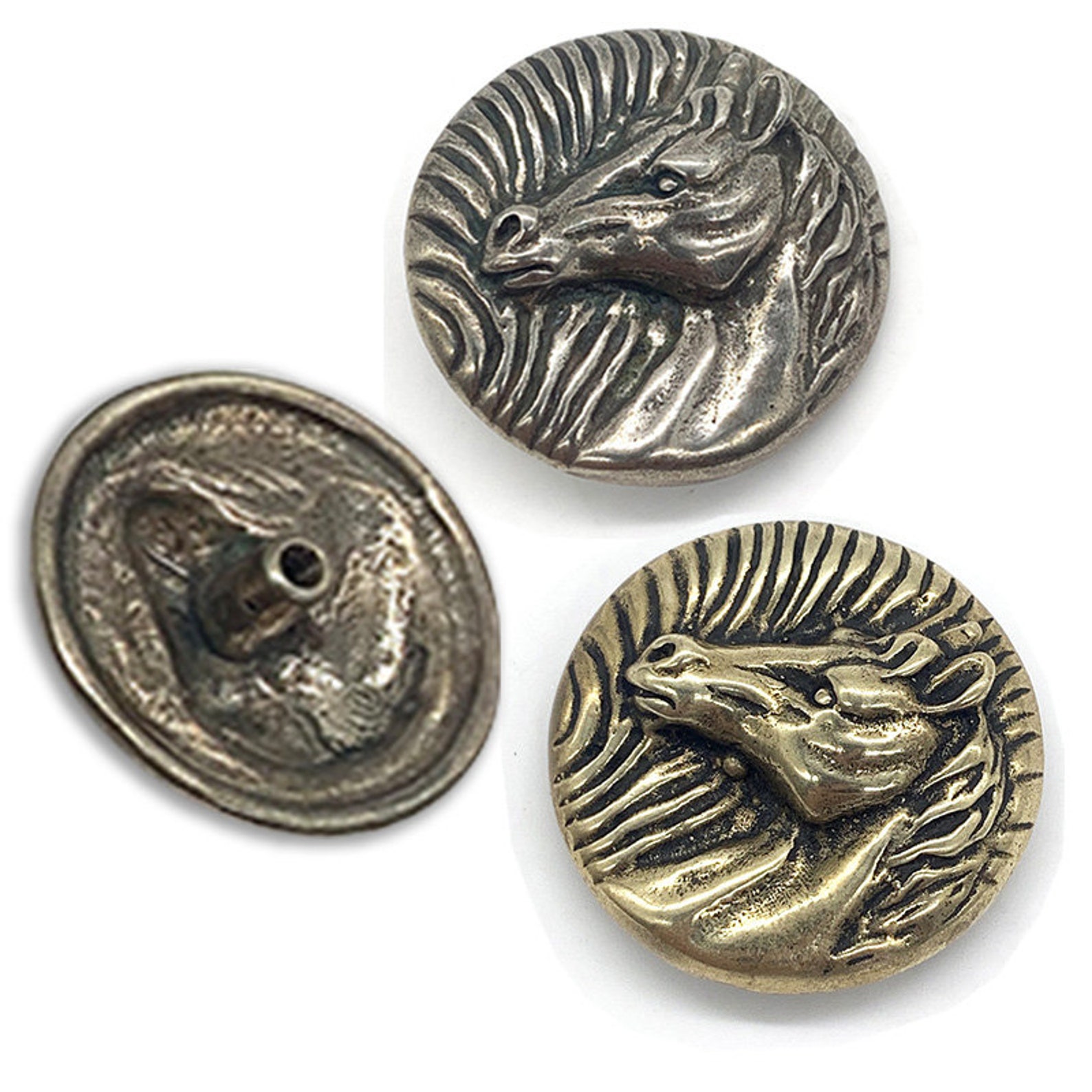 Brass Conchos Screw Back Solid Horse Head Conchos Decorative - Etsy