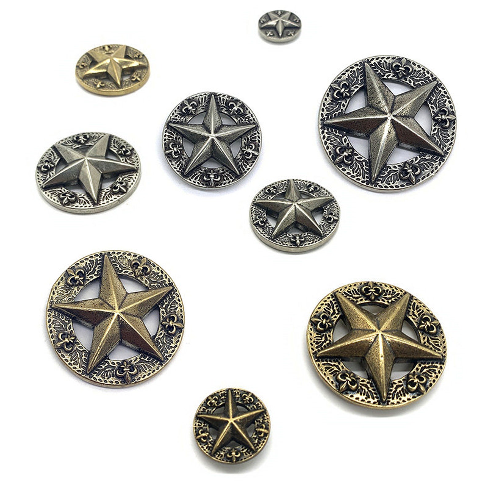 Brass Star Conchos Screw Back Vintage Decorative Concho | Etsy