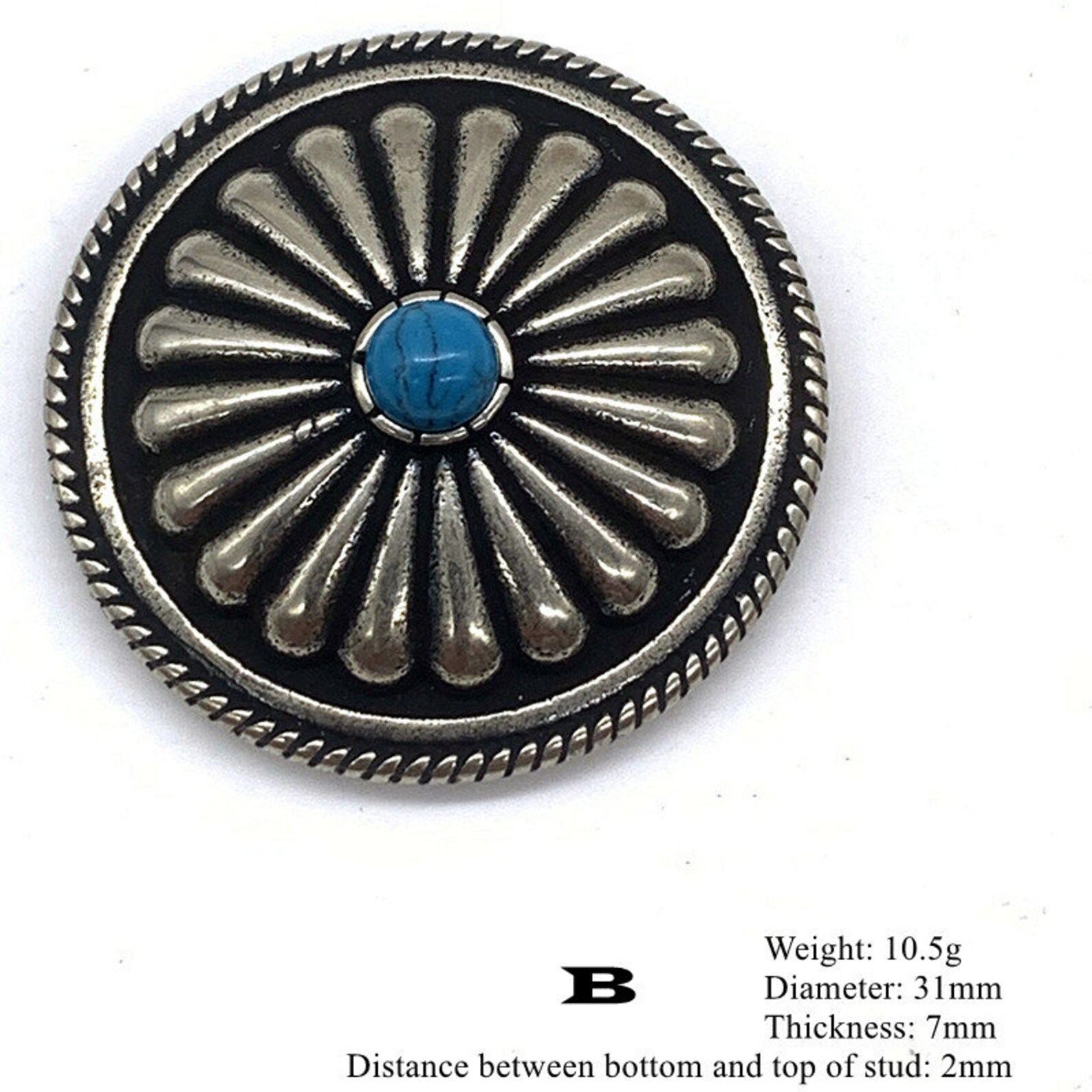 Brass Conchos Screw Back Vintage Navajo Flower Turquoise Round - Etsy