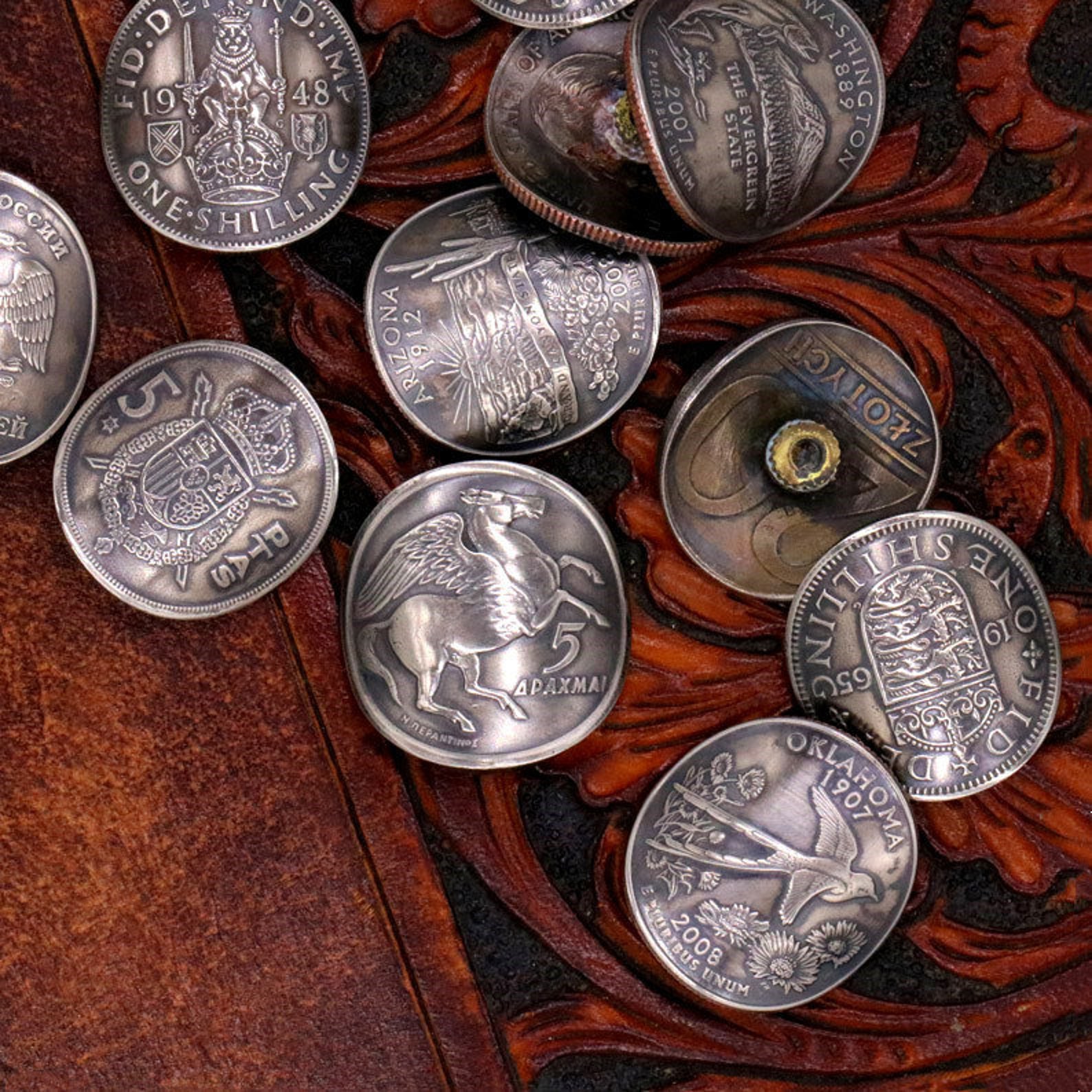 Concho Screw Back Coin Conchos Square Scarf Decorative Concho - Etsy