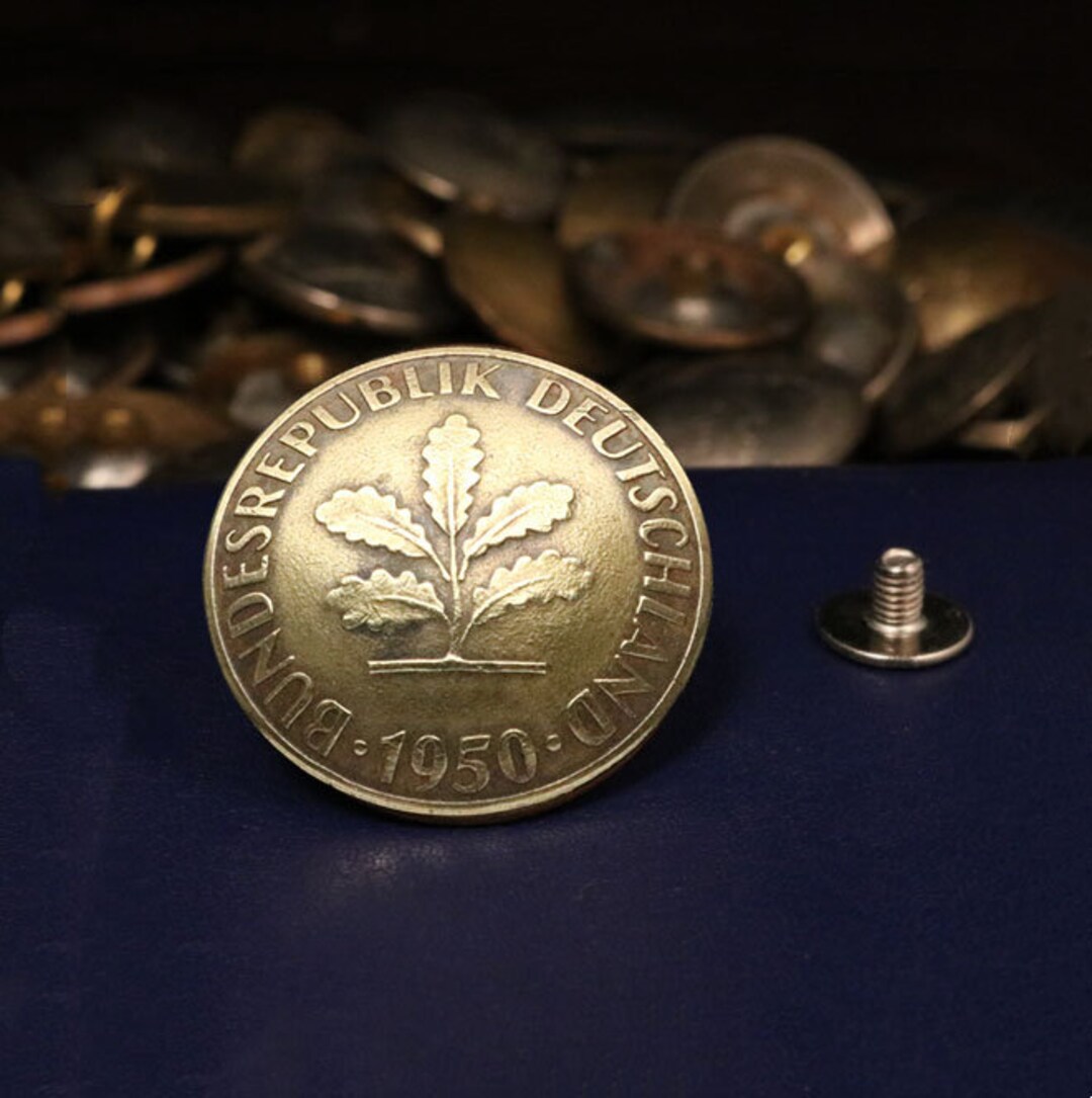 Vintage Coin Metal Shank Buttons Metal Coin Shank Buttons Brass Rivets ...