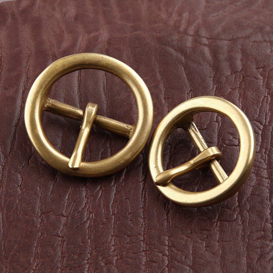 Single Prong Round Circle Center Bar Belt Buckle Solid Brass Buckle ...