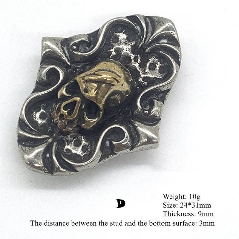 Brass Conchos Screw Back Vintage Skull Concho Decorative Rivet - Etsy