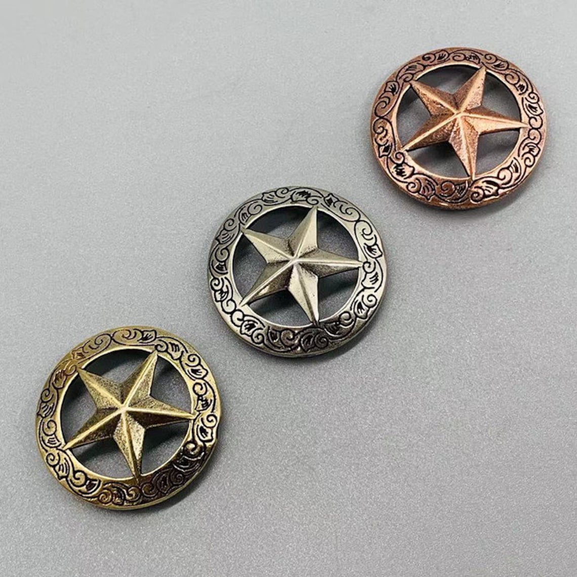 Brass Conchos Screw Back Star Concho Decorative Buckle Leather - Etsy