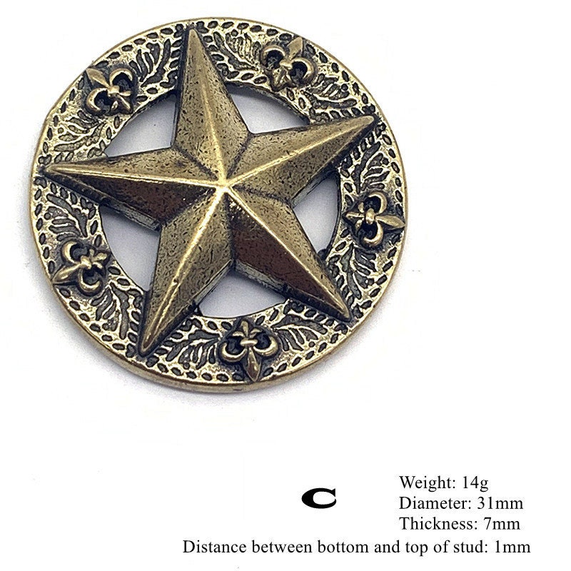 Brass Star Conchos Screw Back Vintage Decorative Concho | Etsy