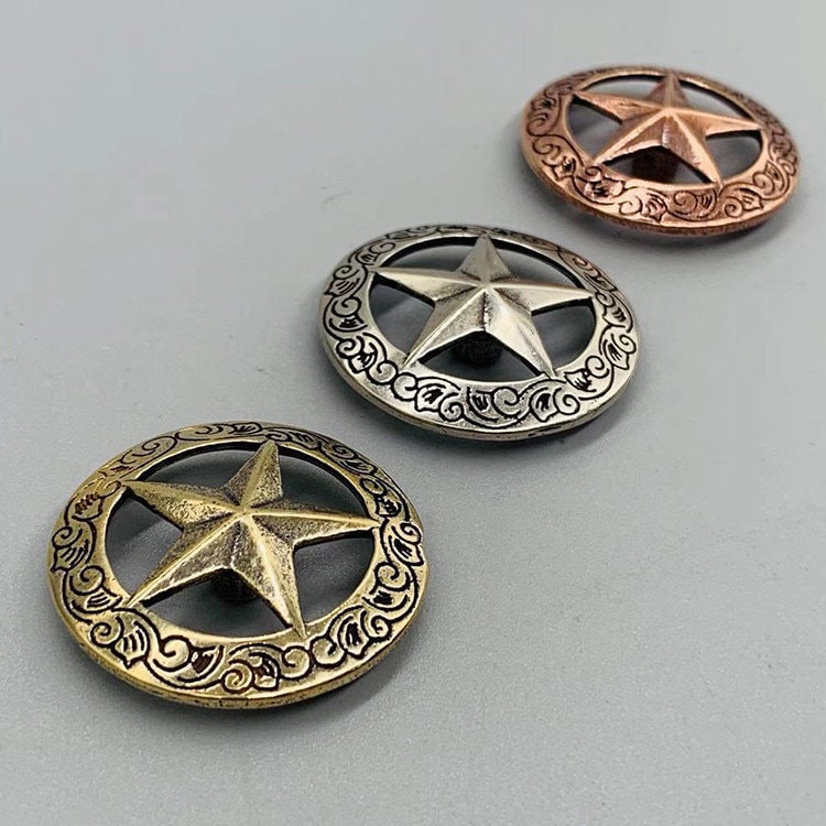 Brass Conchos Screw Back Star Concho Decorative Buckle Leather - Etsy