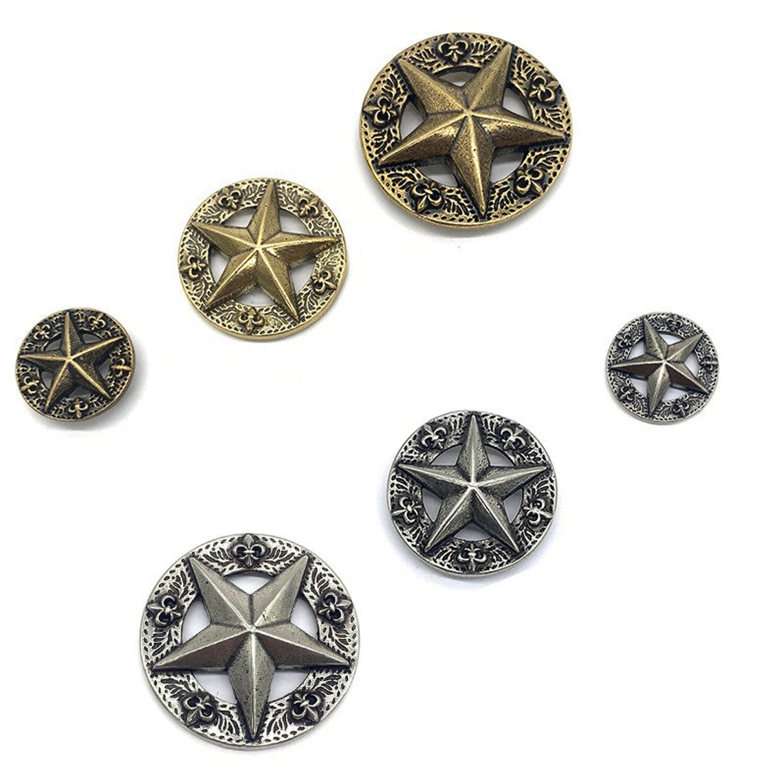 Brass Star Conchos Screw Back Vintage Decorative Concho | Etsy