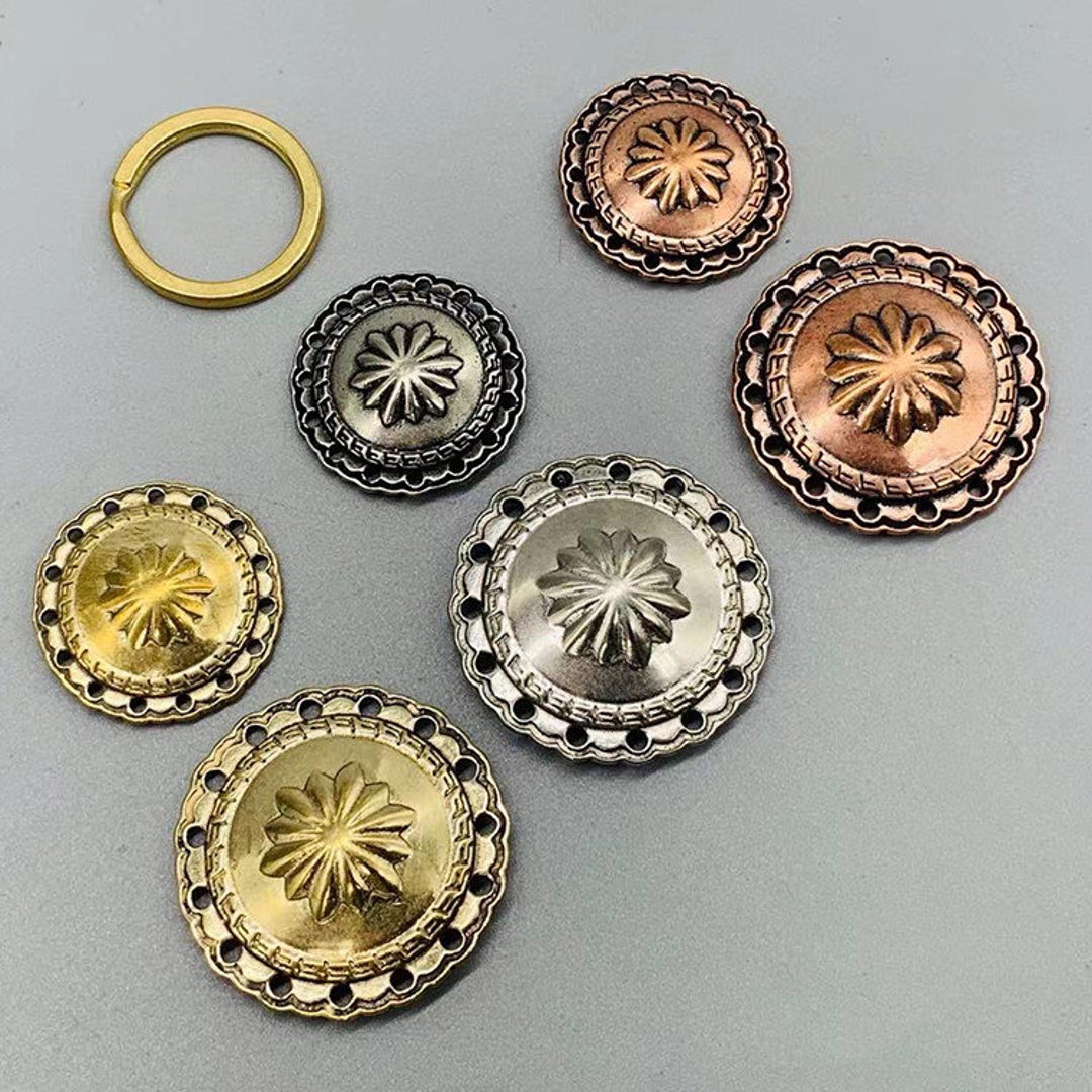 Brass Conchos Screw Back Vintage Flower Star Round Shape Leathercraft ...