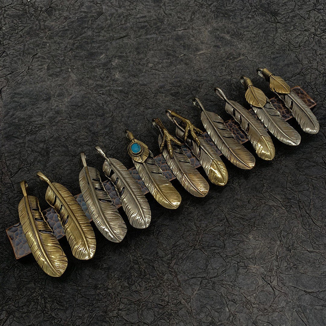 Brass Rivets Vintage Feather Shape Stud for Leather Craft Decorations ...