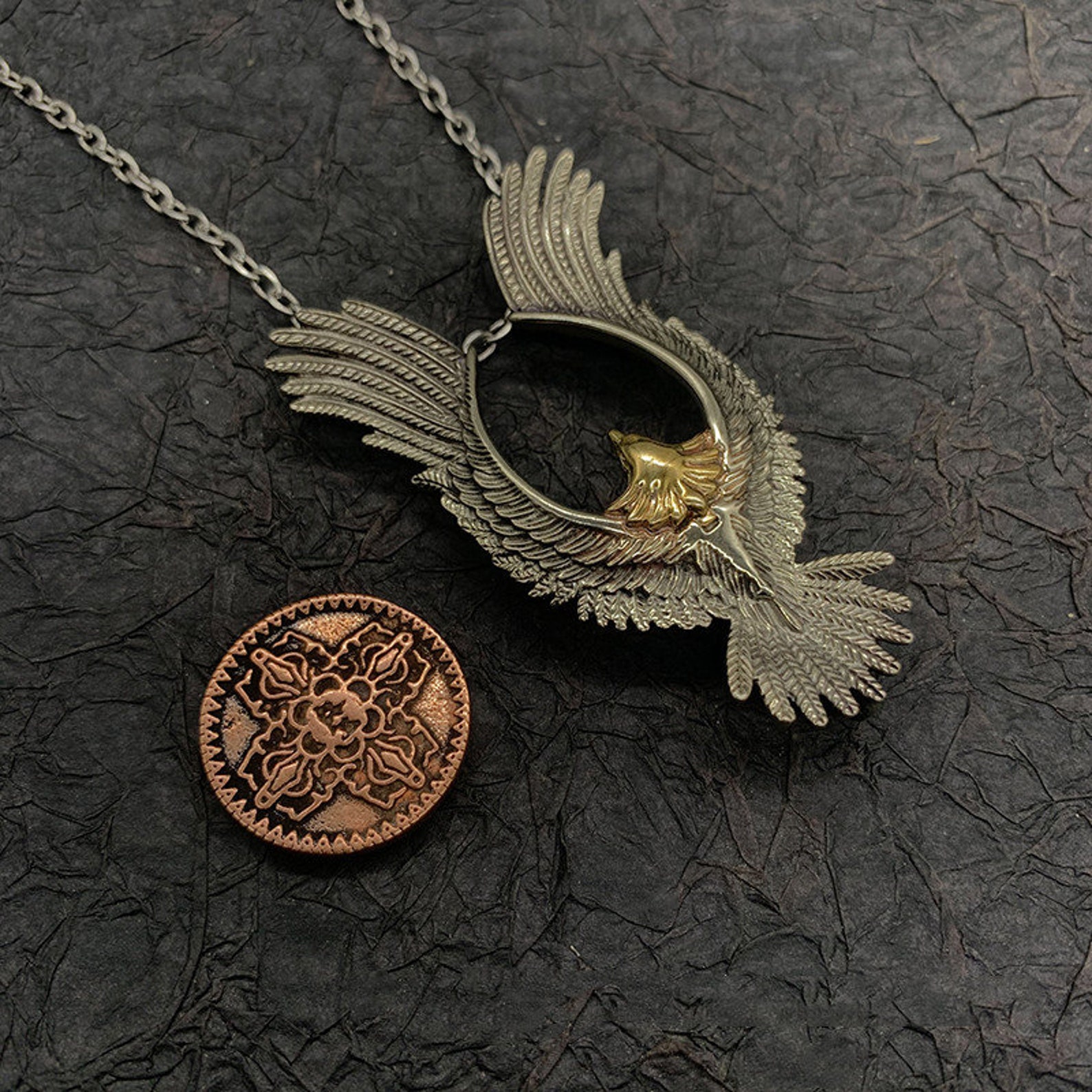 Colgante flying eagle collar vintage cobre punk estilo acero - Etsy España