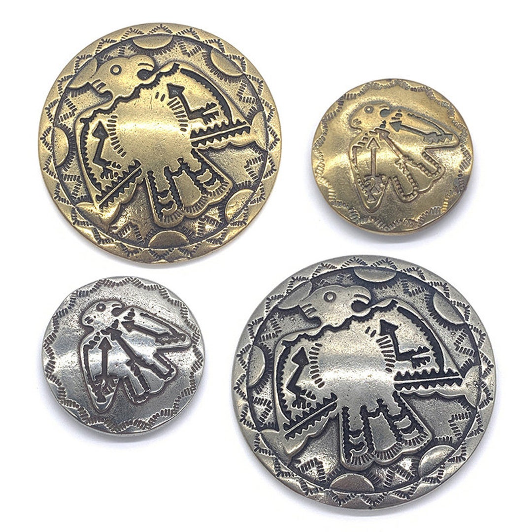 Brass Conchos Screw Back Vintage Round Shape Animals Capercaillie ...