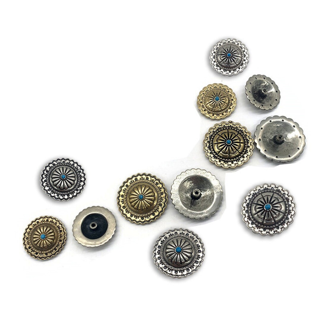 Brass Conchos Screw Back Vintage Navajo Flower Decorative Buckle ...