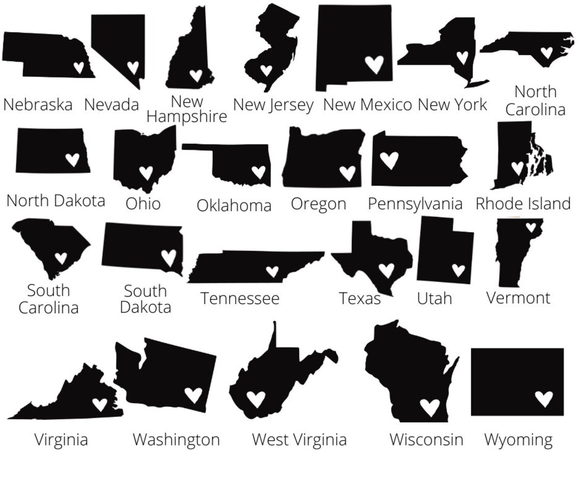 State With Heart Permanent Vinyl Decal - Etsy