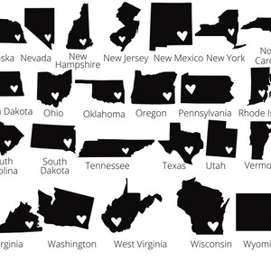 State With Heart Permanent Vinyl Decal - Etsy