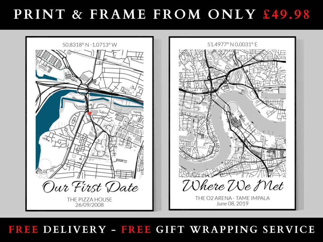Where We Met Map | Where It All Began Map | First Date Location Map ...
