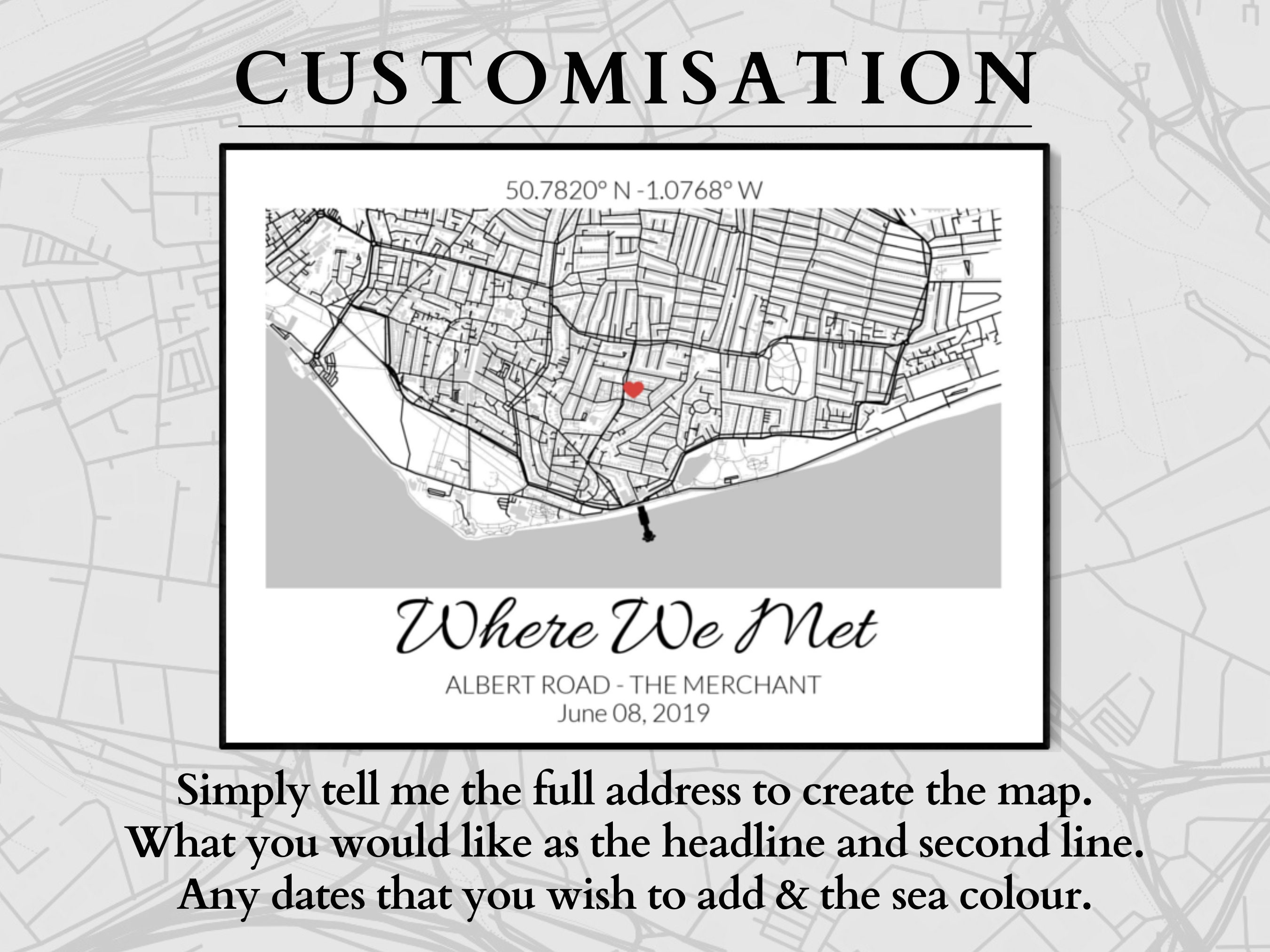Where We Met Map | Where It All Began Map | First Date Location Map ...