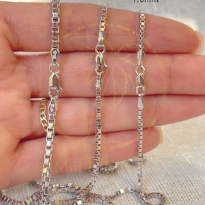 1.0mm-2.85mm Mirror Square Box Chain Necklace Fashion Men Women Box ...