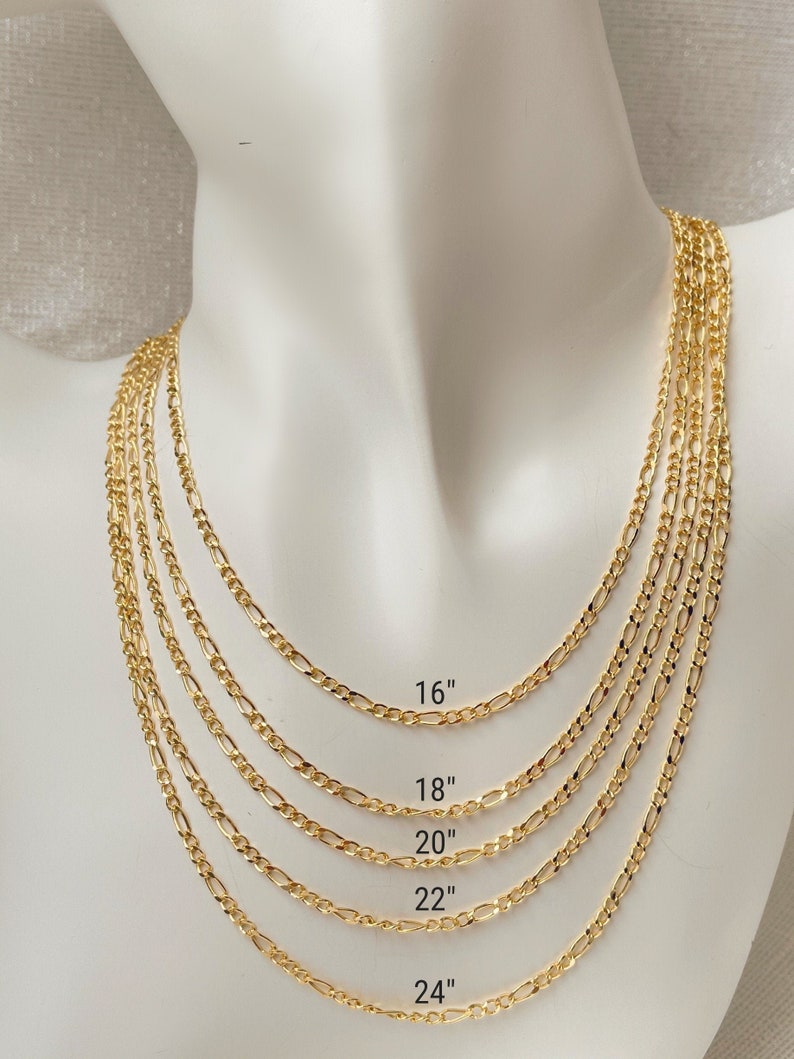 Figaro Link Chain Men Women Dainty Diamond Cut Necklace | Etsy