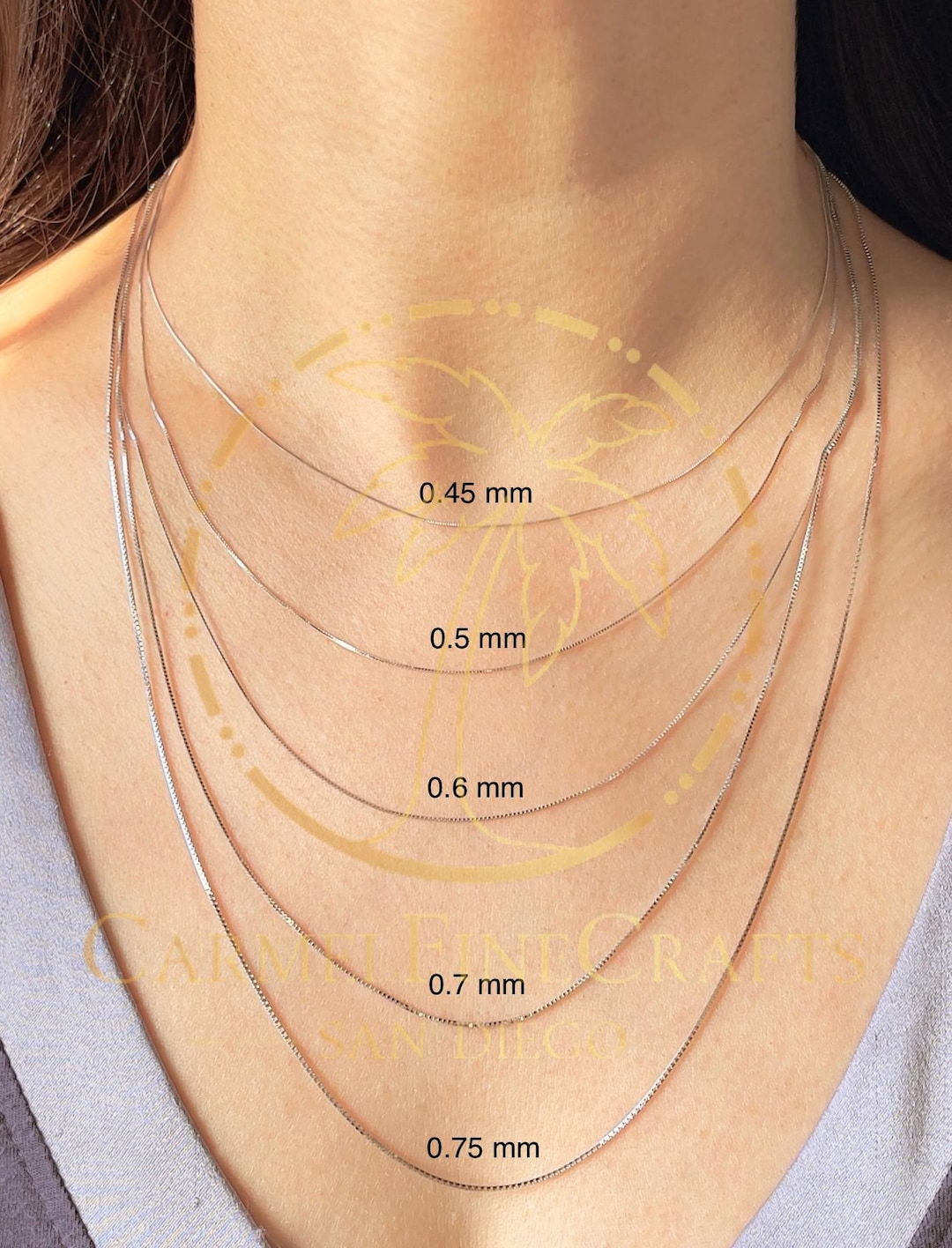 0.45mm-0.75mm Solid Gold Box Link Chain Necklace Thin Square Box Link ...