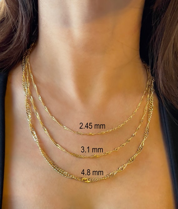 Singapore Chain 2.45mm-4.8mm Women Delicate Diamond Cut - Etsy