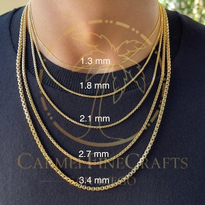 1.3mm-3.4mm Round Box Link Chain Necklace for Men Women Diamond Cut ...