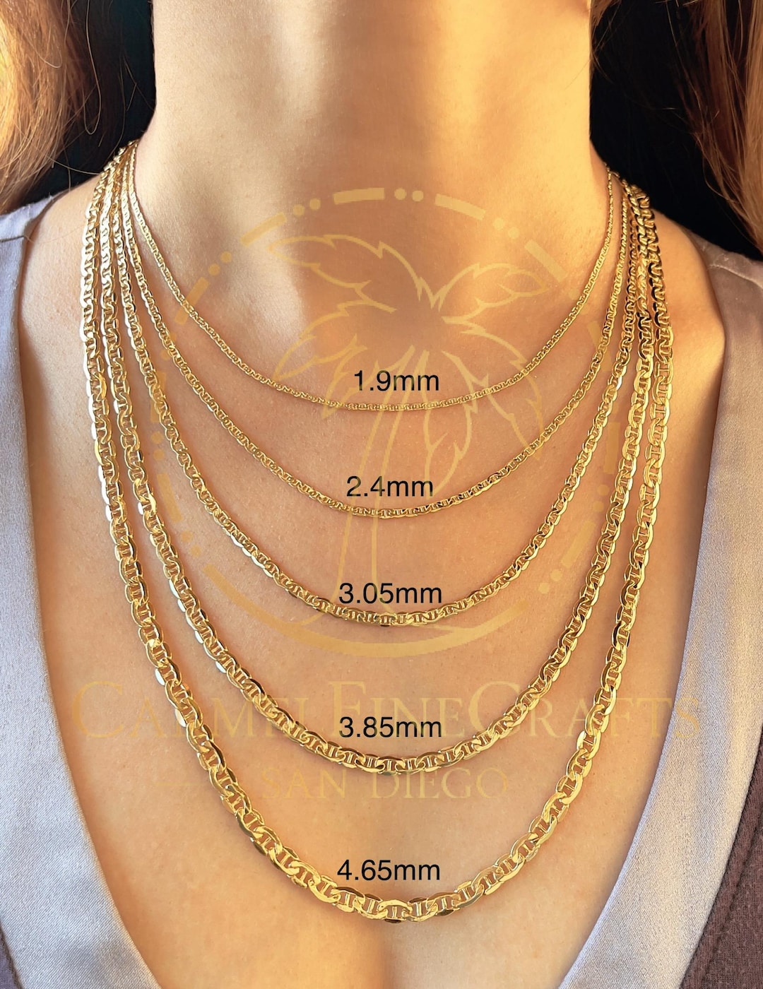 1.5mm-4.65mm Mariner Anchor Link Chain for Men Women Flat Mariner Chain ...