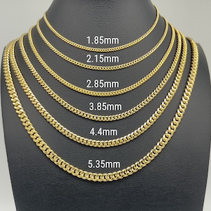 Miami Cuban Tight Link Chain Necklace Men Women Diamond Cut Link Chain ...