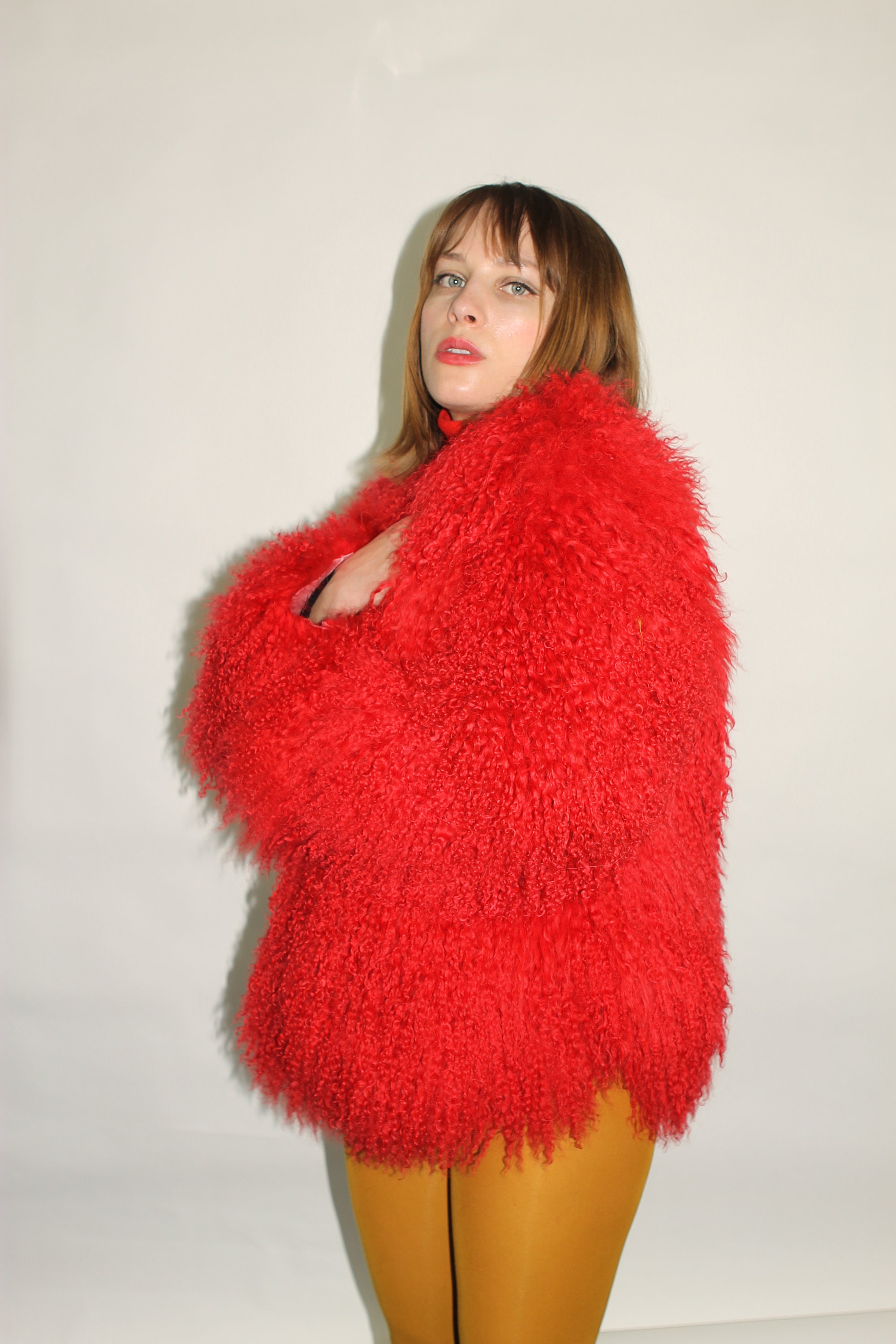 60s 70s Style Red Mongolian Sheepskin Coat Made in England - Etsy