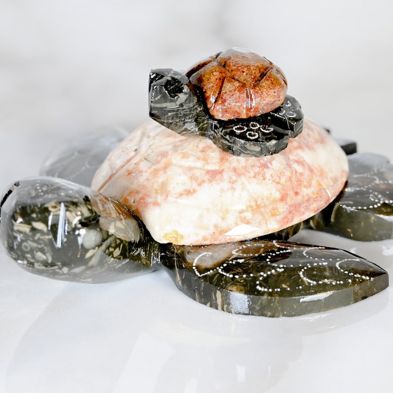 Marble Turtle With Baby - Etsy