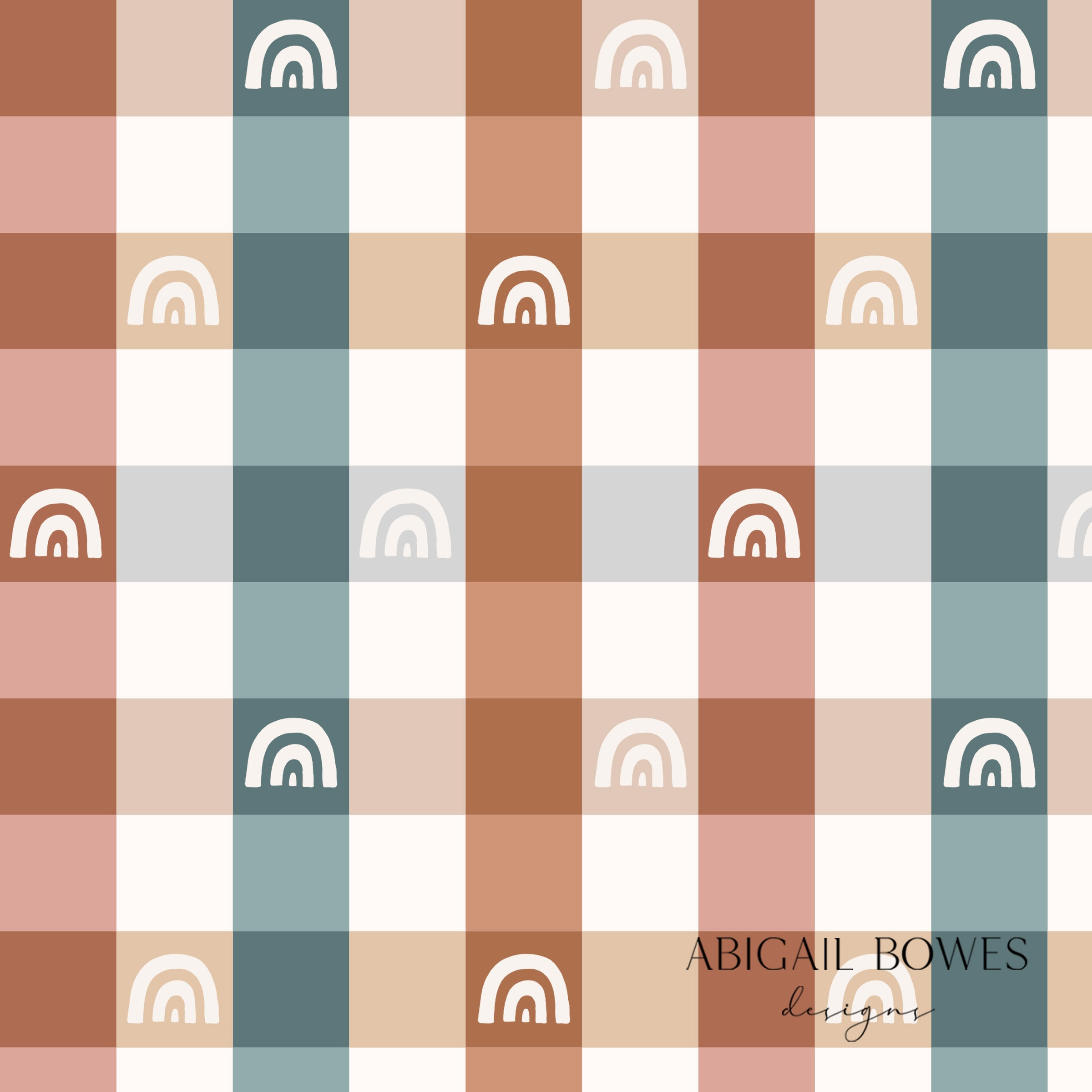 Boho Gingham Check Rainbow, Seamless Pattern, Fabric Design, Commercial ...