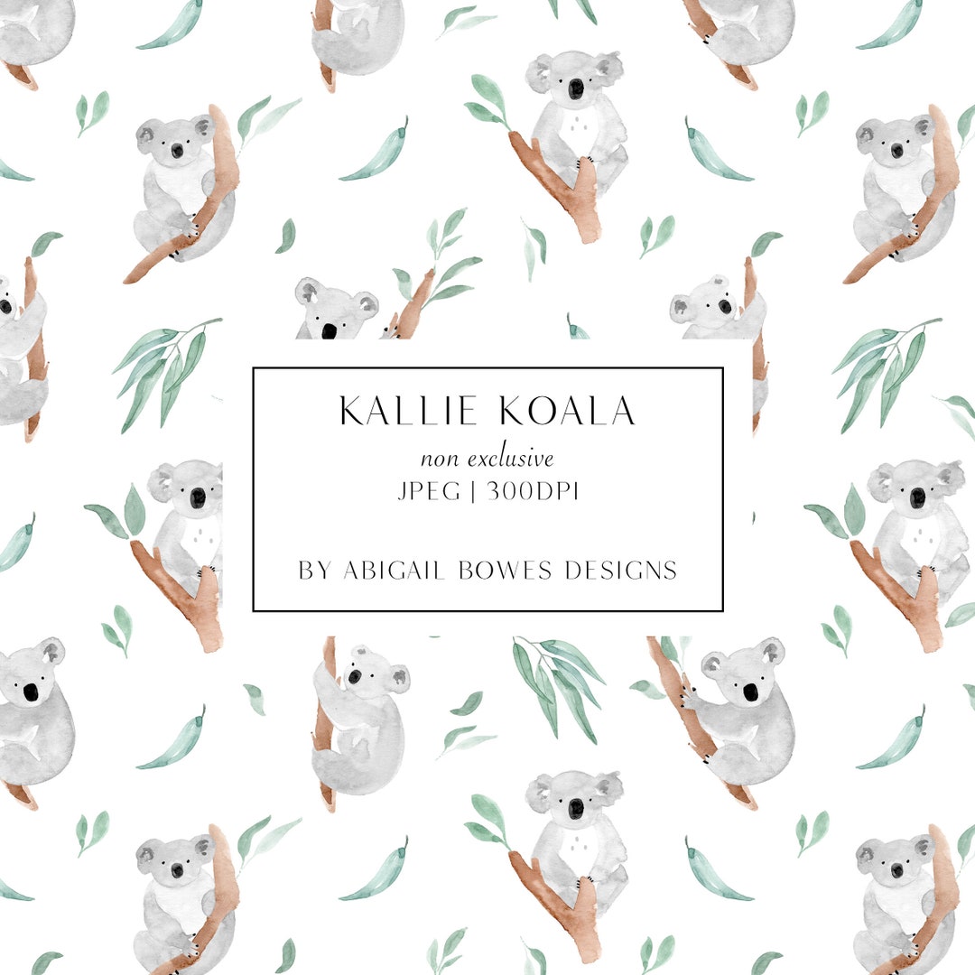 Koala, Fabric Design, Watercolour, Seamless Pattern, Commercial License ...