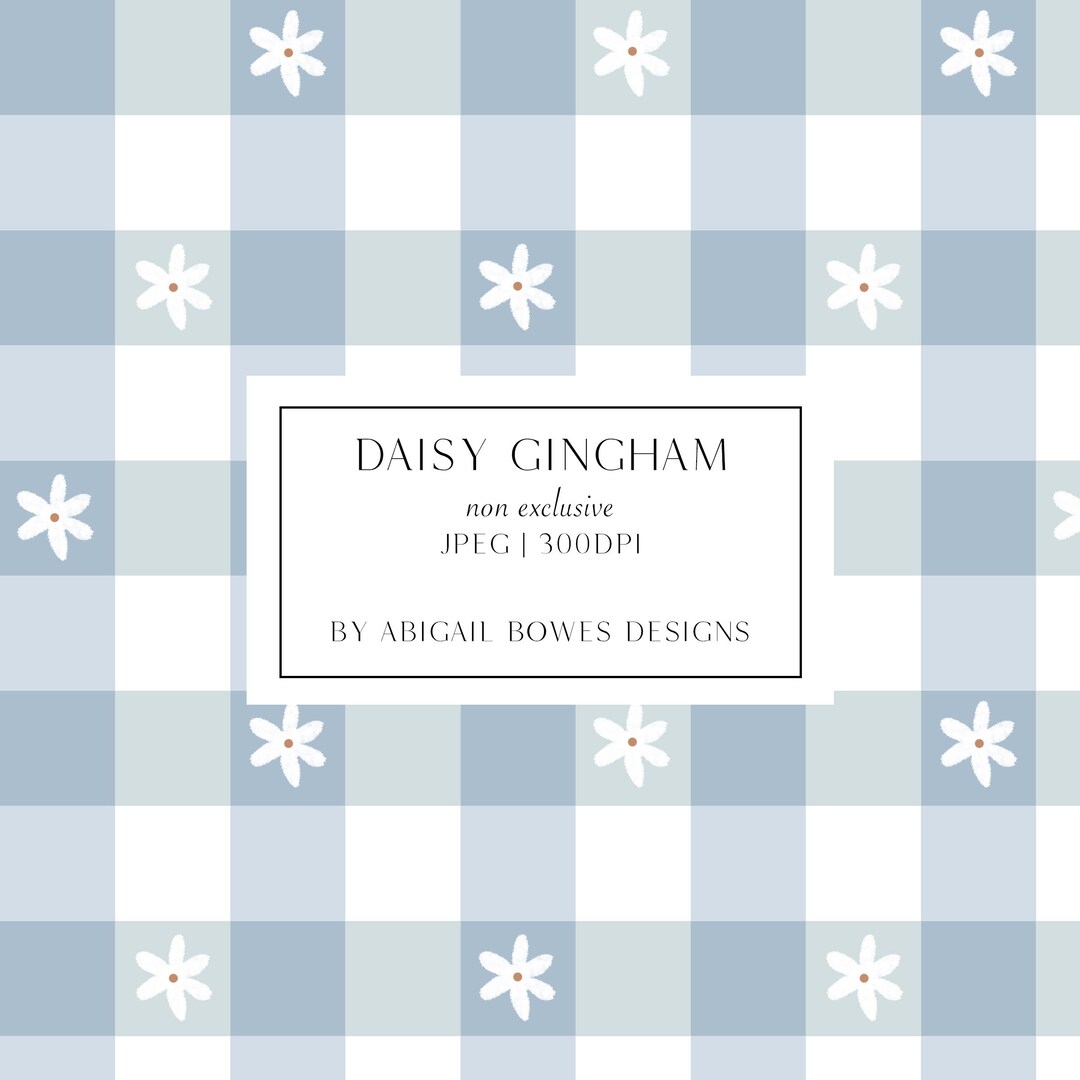 Daisy Flower Gingham Check, Seamless Pattern, Fabric Design, Commercial ...