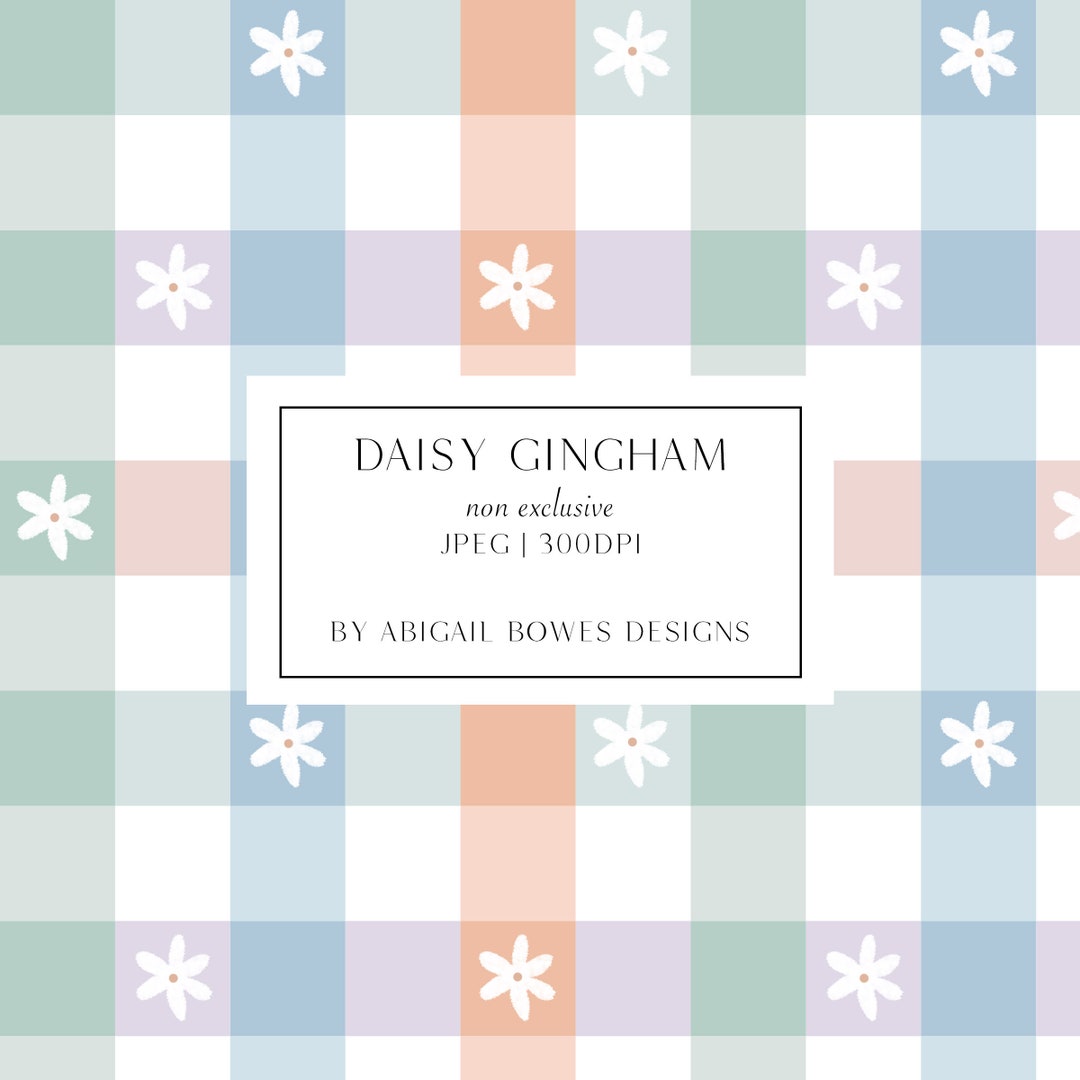 Daisy Flower Gingham Check, Seamless Pattern, Fabric Design, Commercial ...