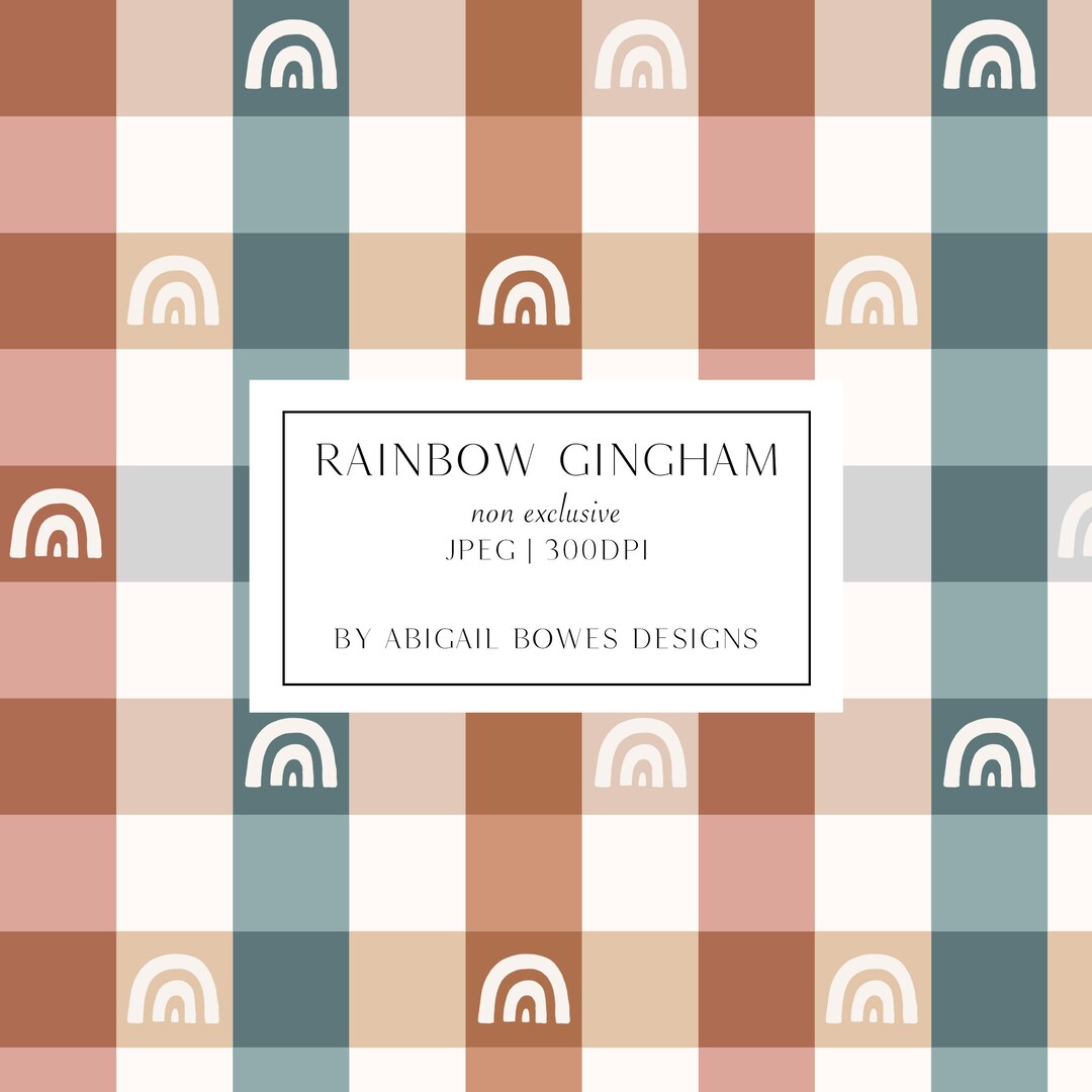 Boho Gingham Check Rainbow, Seamless Pattern, Fabric Design, Commercial ...