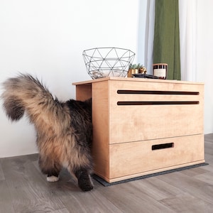 Modern Plywood Cat Toilet, Litter Box, Litter Box Cabinet, Modern Cat ...