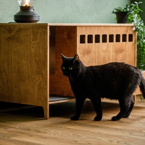 KOKAA Cubo Cat Toilet, Litter Box, Modern Plywood Litter Box Cabinet ...