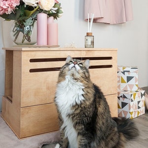 Modern Plywood Cat Toilet, Litter Box, Litter Box Cabinet, Modern Cat ...