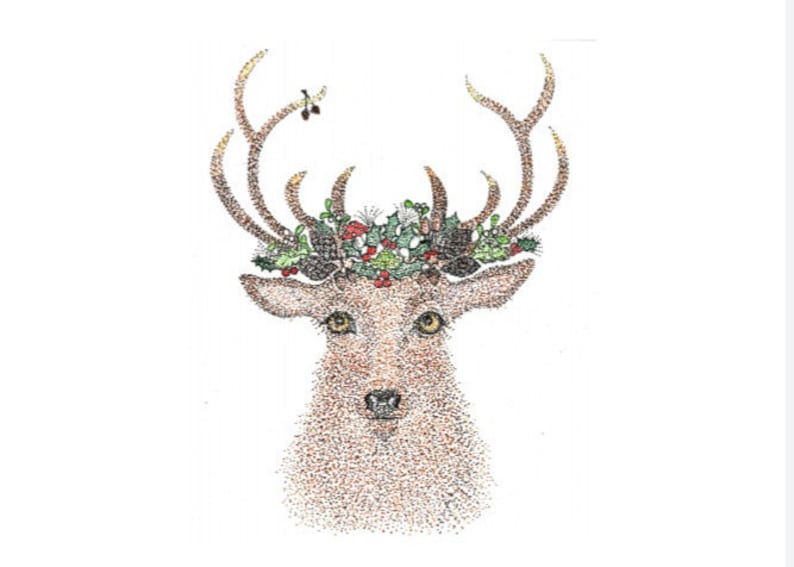 Winter Solstice Stag Card. - Etsy UK