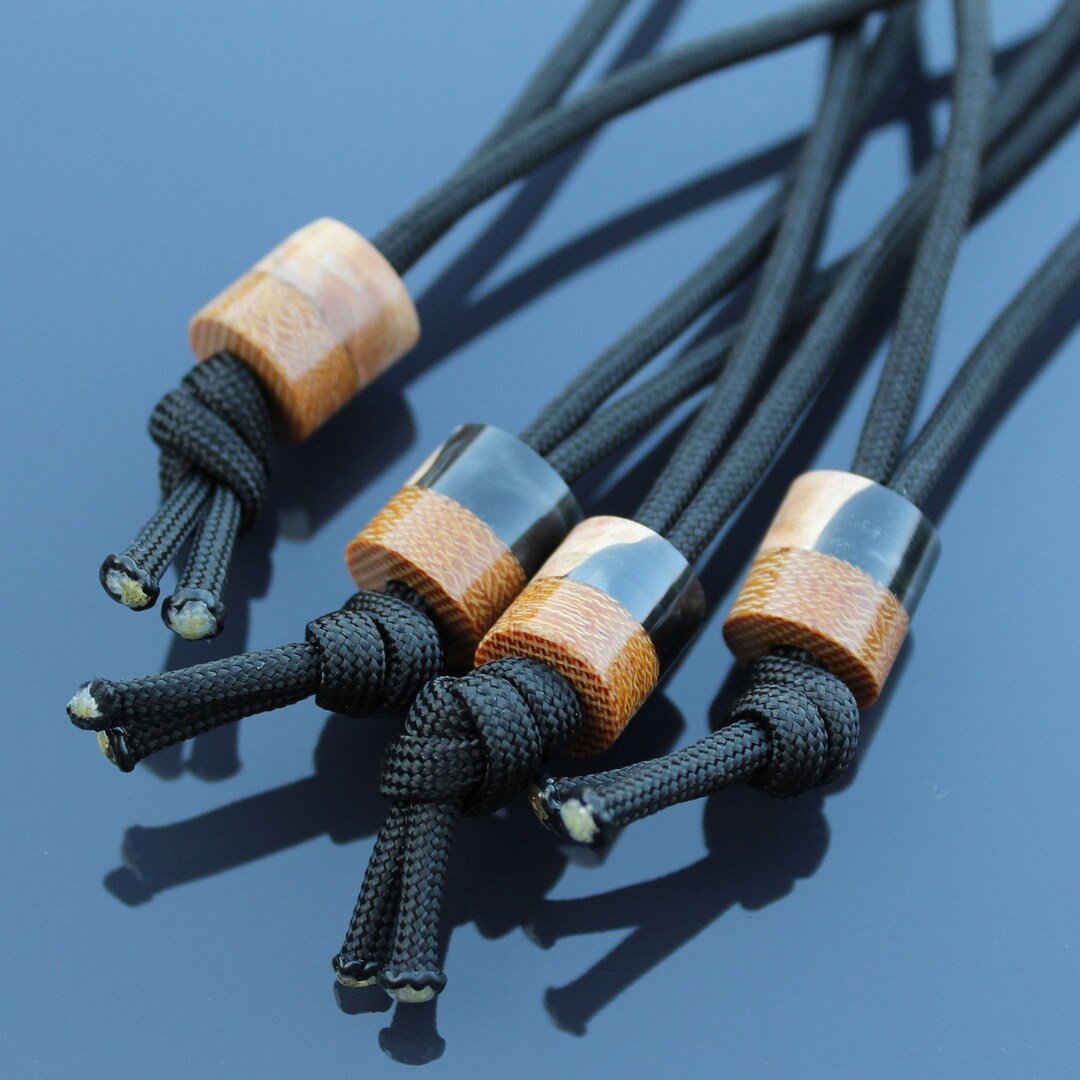 Lanyard Beads - Black Burl Wood and Resin Hybrid, Natural Canvas ...