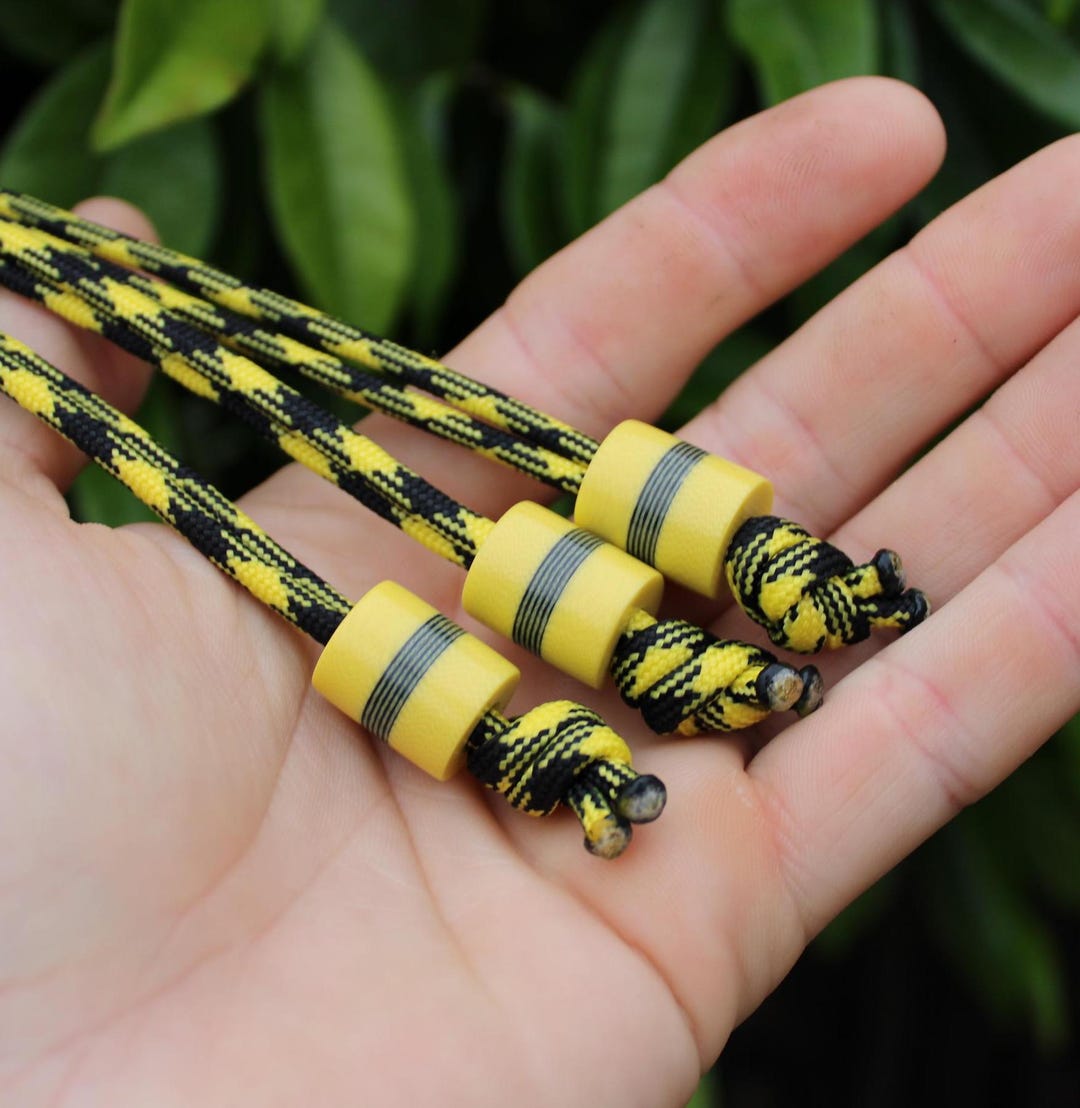 Lanyard Beads - Yellow G10 and Carbon Fibre. - Etsy