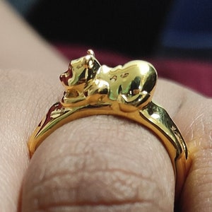 Winnie the Pooh Ring, Disney Ring, Cartoon Ring 14K Yellow Gold Finish ...